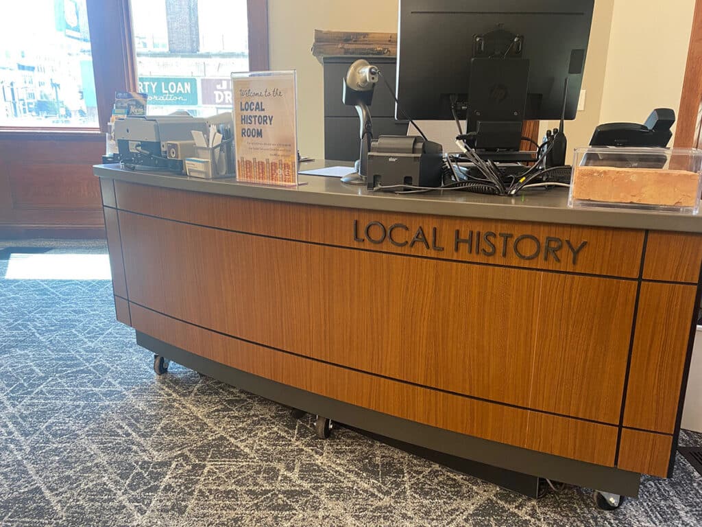 North Liberty Height-Adjustable Service Desk - Library Furniture ...