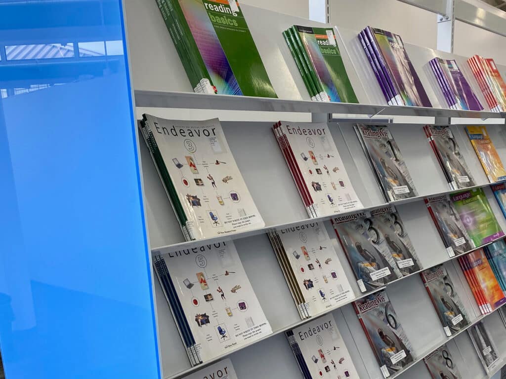 Michigan City Face-Out Periodical Shelves - Library Furniture International